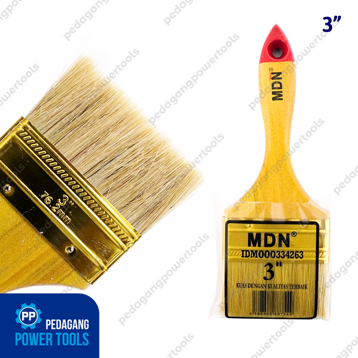 MDN Kuas Cat 3" Inch Putih Gagang Kayu Koas Tembok Dinding Paint Brush ...
