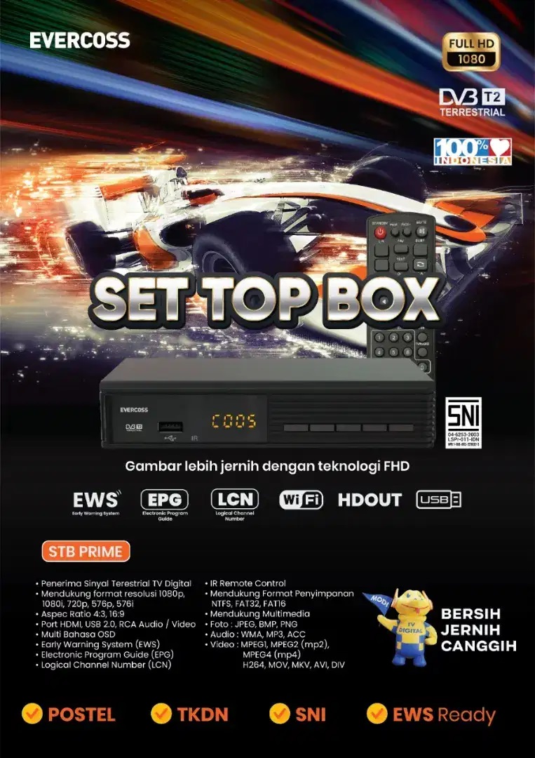 JUAL STB TV Digital DVBT2 EVERCOSS MEGABOX/PRO/PRIME DVB-T2 SNI RESMI ...