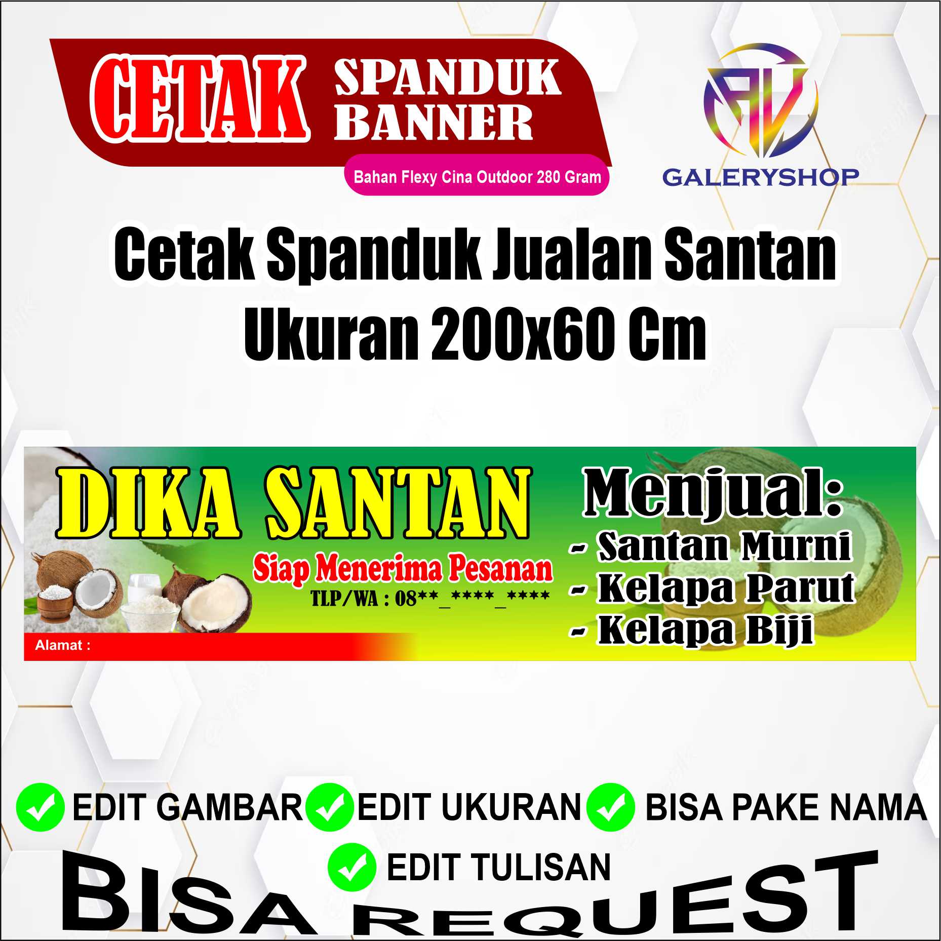 cetak spanduk banner jualan santan dll | Lazada Indonesia