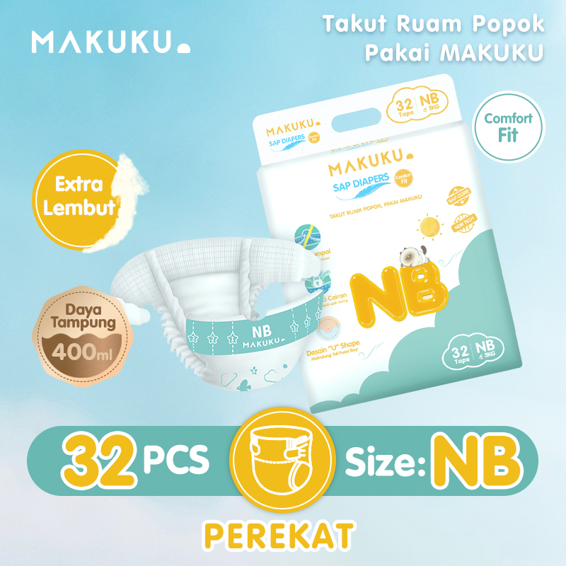 [3 PACK] MAKUKU SAP Diapers Comfort Fit Mini Tape/Pants Ukuran NB/S/M/L ...