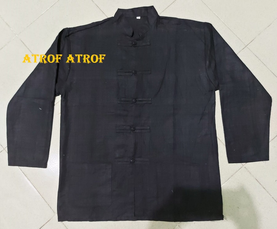 Baju Surjan Model Sanghai Hitam Polos - Baju Koko Model Shangha Hitam ...