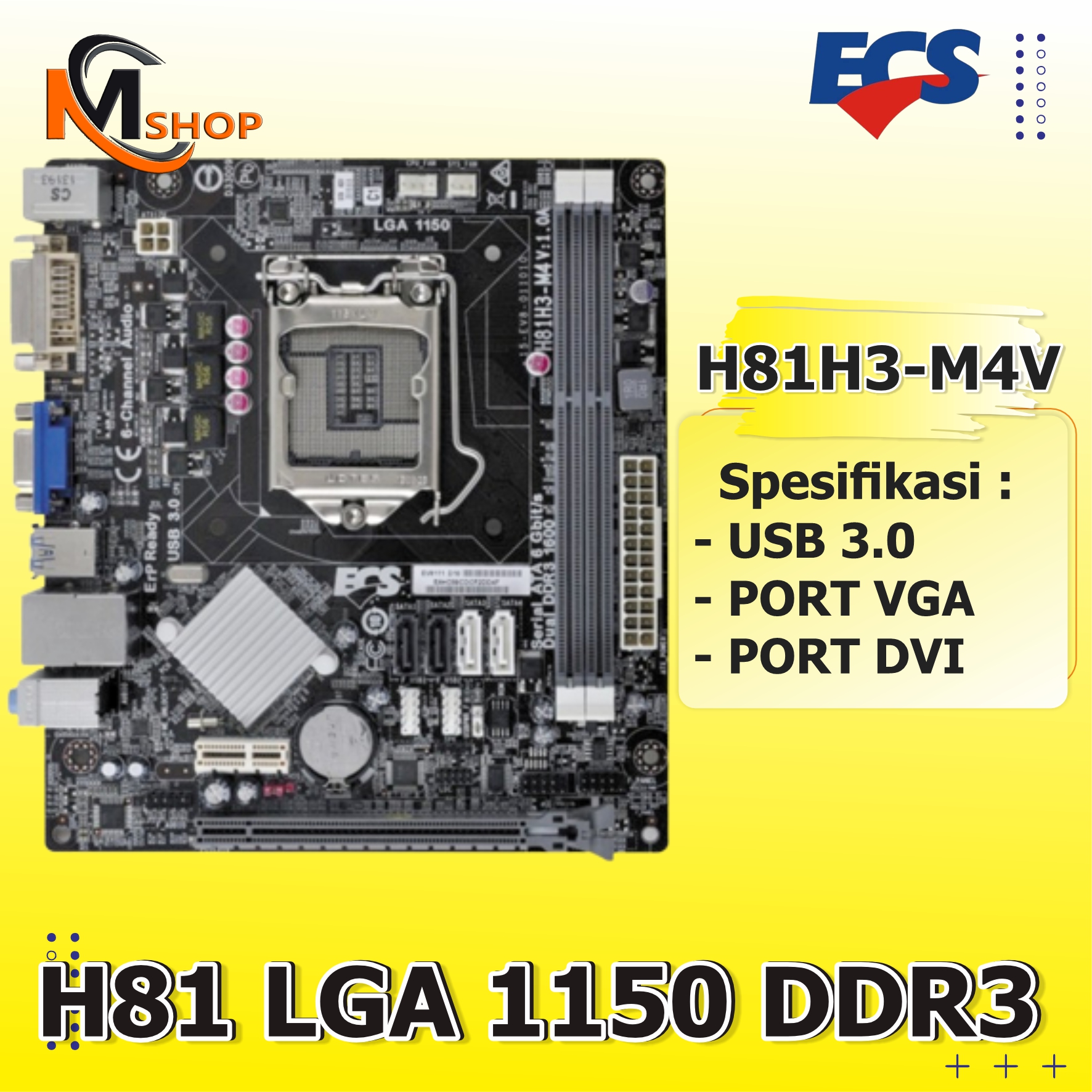 Mainboard Motherboard Mobo Intel H81 Haswell Socket 1150 DDR3 ECS ...