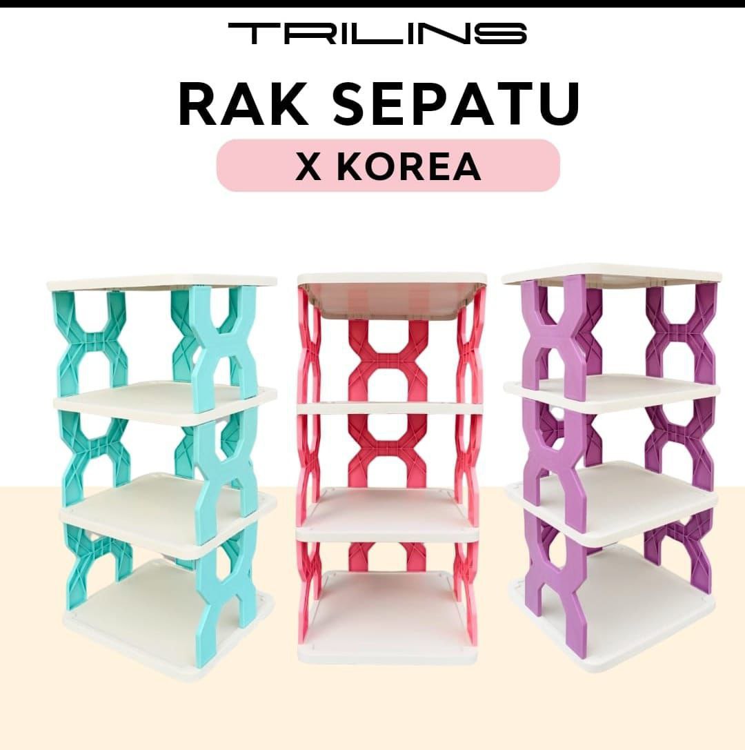 RAK SEPATU X KOREA 4 SUSUN / rak sepatu serbaguna /rak sepatu trinlis ...