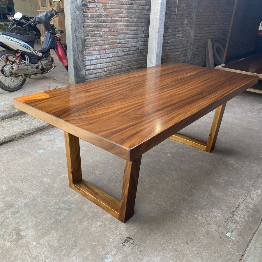 Meja Kayu Solid Trembesi Panjang 180 cm x Lebar 80 cm Presisi Kaki Kayu ...