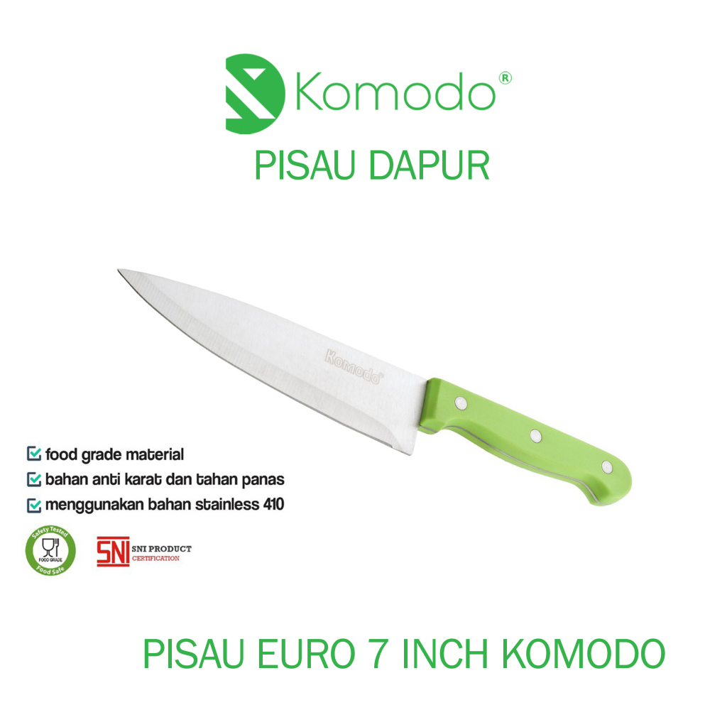 KOMODO PISAU DAPUR KNIFE STAINLESS STEEL EURO 7 INCH | Lazada Indonesia