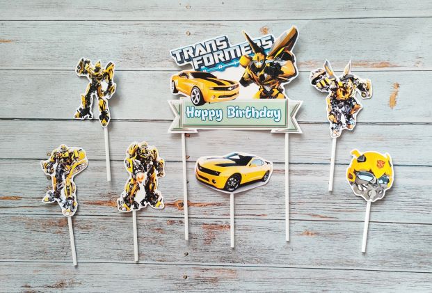 1 set cake topper hiasan kue ulang tahun tema Bumble Bee BumbleBee ...