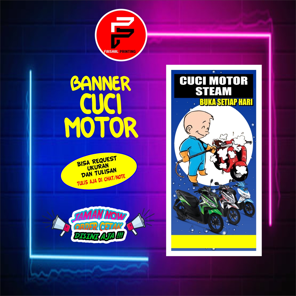 Banner Spanduk Cuci Motor / Cuci Steam / Spanduk Custom Ukuran 50 x 100 ...