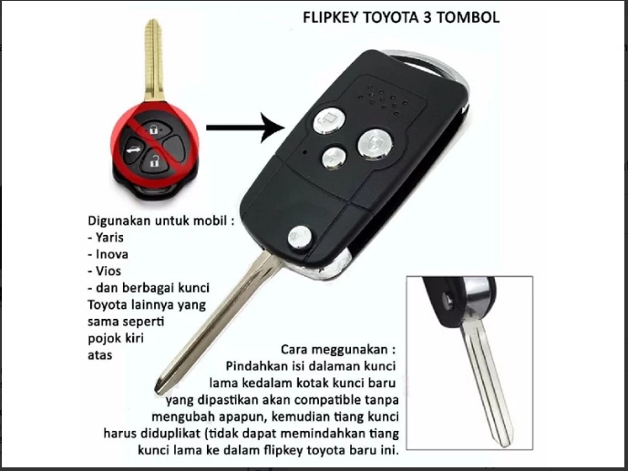 Flipkey toyota inova 3 tombol casing kunci lipat | Lazada Indonesia