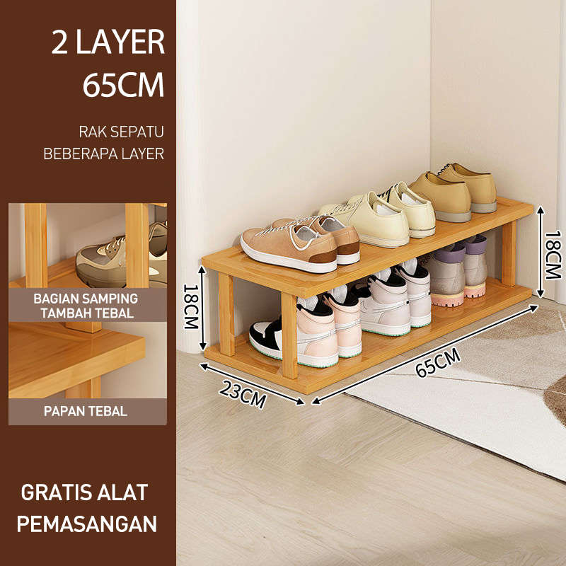 Rak Sepatu Susun Kayu 65cm Rak Sepatu Minimalis Rak Sepatu Rumah Rak ...