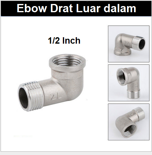 Keni 1/2" Stainless Steel 304 Elbow drat luar drat dalam | Lazada Indonesia
