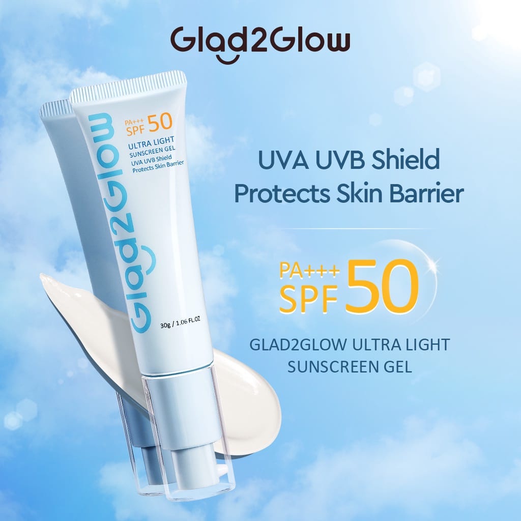 Glad2Glow Ultra Light Sunscreen Gel SPF50 PA+++ 30g | Facial Sunscreen Sunblock UVA UVB Sun ...