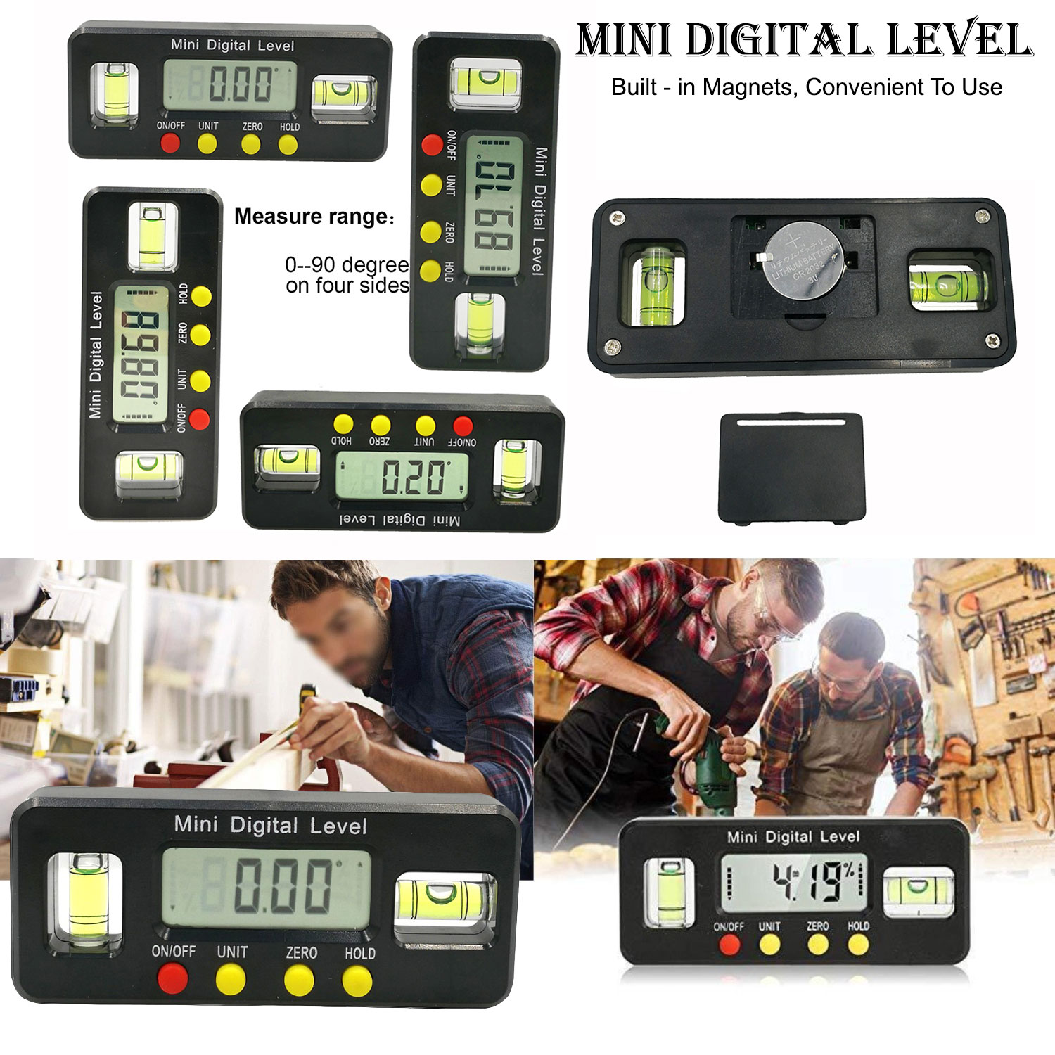 Alat Ukur Digital Inclinometer Level With Magnetics Protractor Angle ...