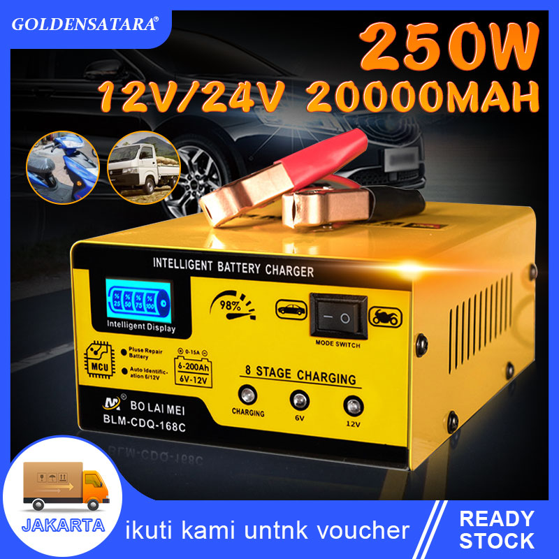 Charger Aki Mobil Motor Pintar Lead Acid Otomatis Cas Accu Kering Dan ...