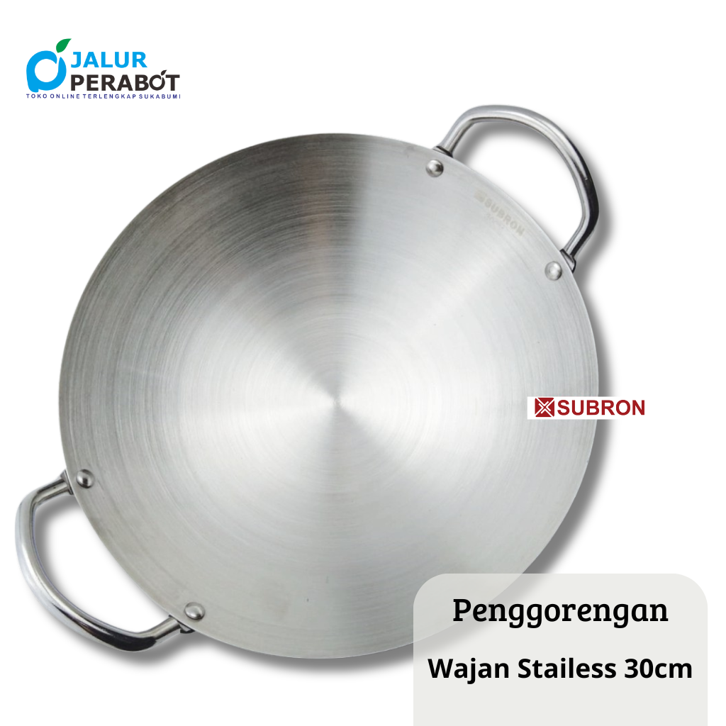 SUBRON Wajan Penggorengan Stainless Steel Tebal Wok Kuali Goreng 30cm ...
