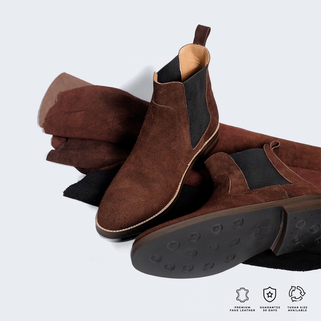Brygan Craftmanship - Sepatu Boots Pria Chelsea Dark Brown Genuine ...