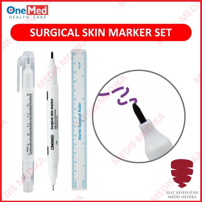 Surgical Skin Marker Set Onemed Pulpen Pen Ruler Spidol Kulit Penanda Operasi | Lazada Indonesia