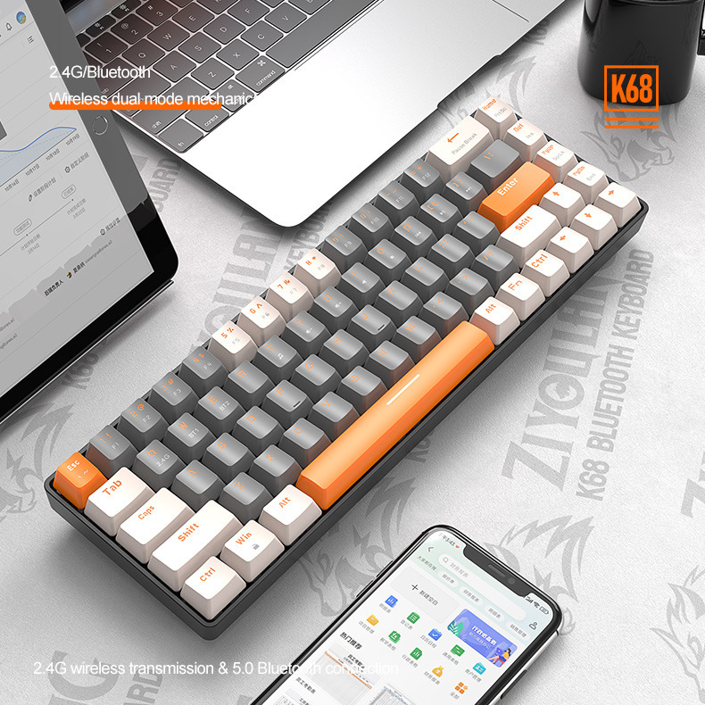 K68 Wireless Mechanical Keyboard Bluetooth DUAL-MODE HOTSWAP | Lazada ...