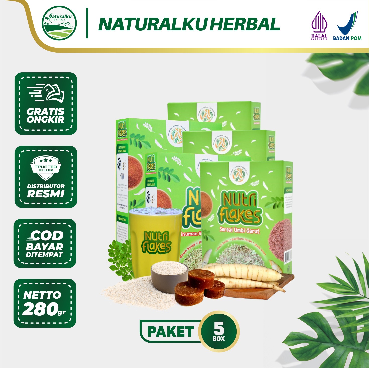 Nutriflakes Sereal Sehat Umbi Garut Moringa And Susu Etawa Makanan