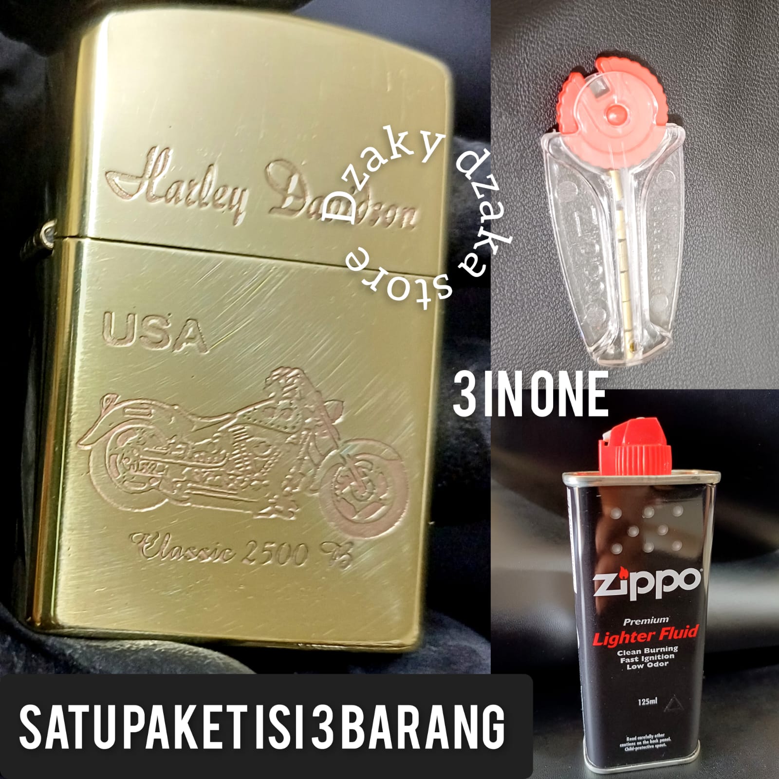 korek api-zippo -warna gold dua suara atau dua denting isi paket ...