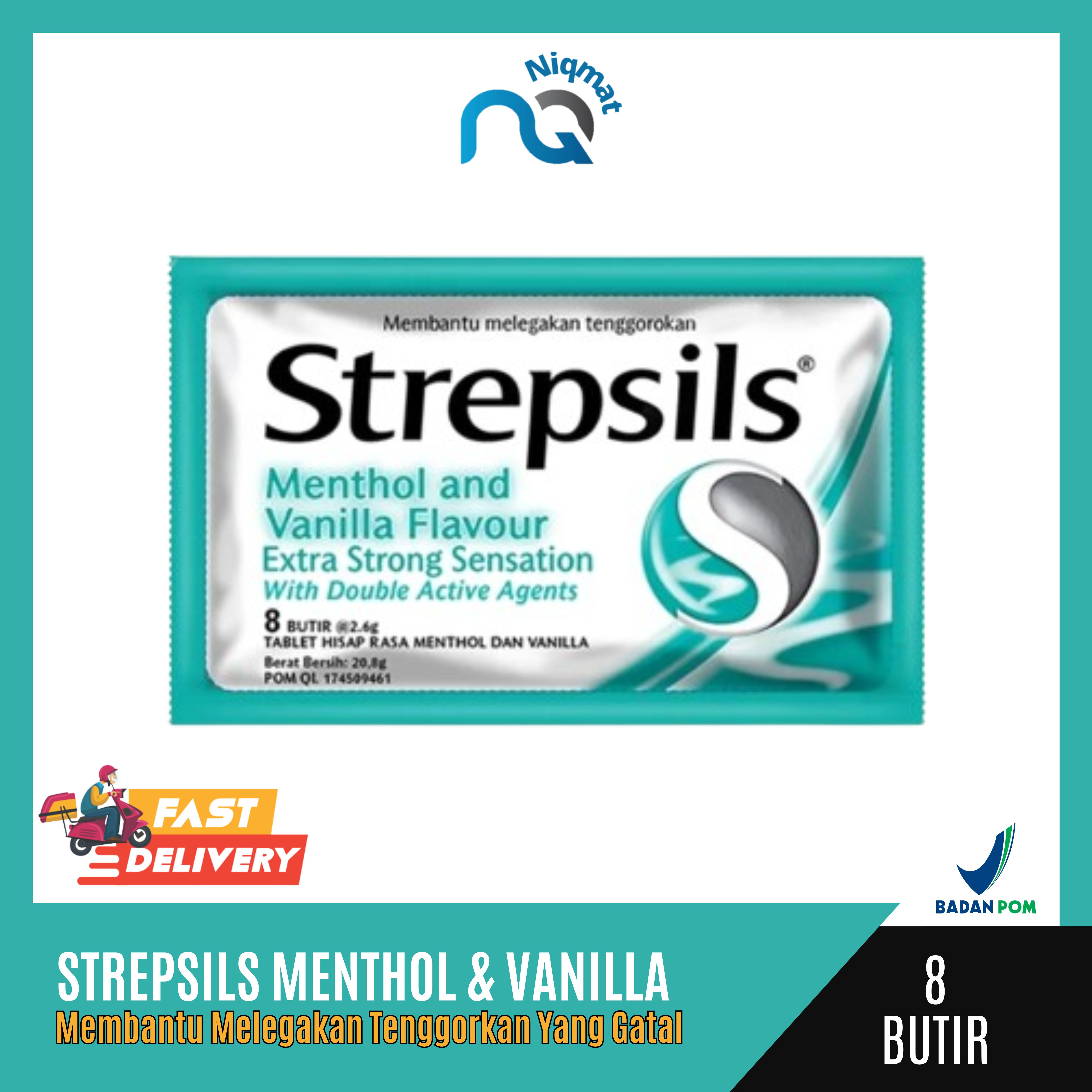 Permen Strepsils Menthol Vanilla Isi 8 Butir Pelega Tenggorokan Gatal ...