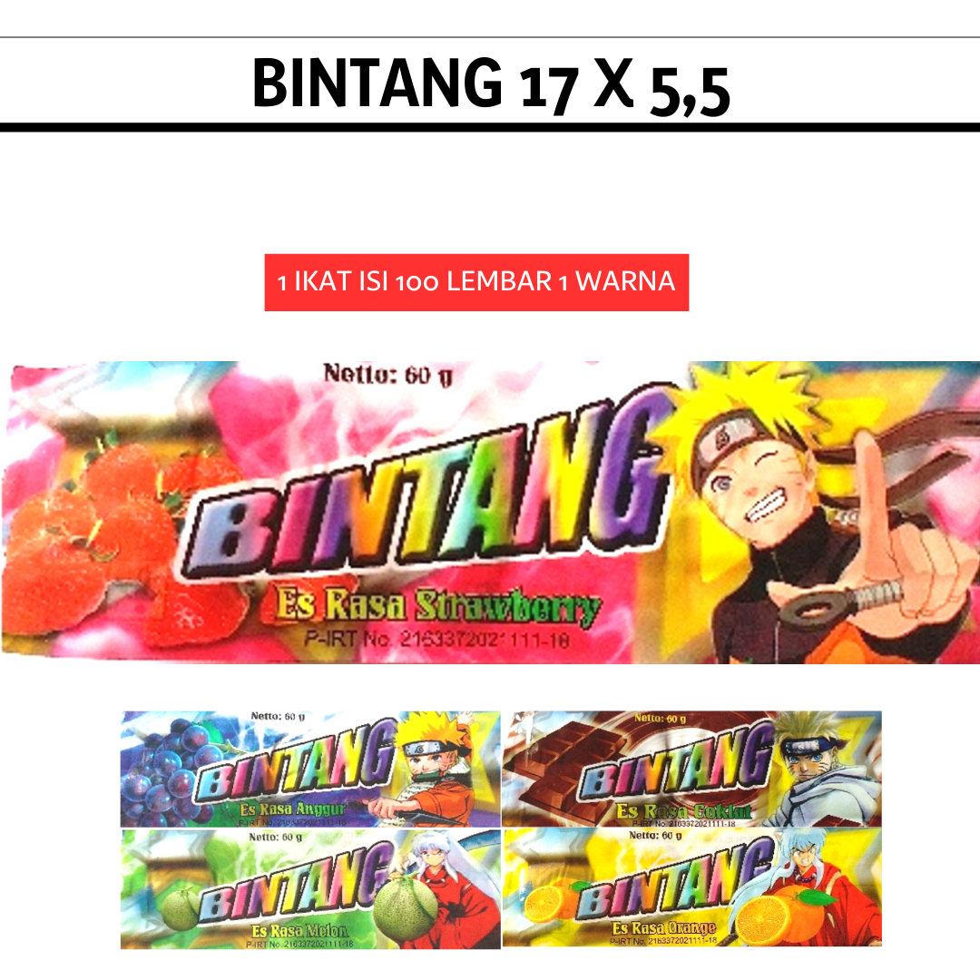 BUNGKUS KEMASAN ES KRIM ES LOLI - ISI 100 LEMBAR (BINTANG) (FROZEN ...