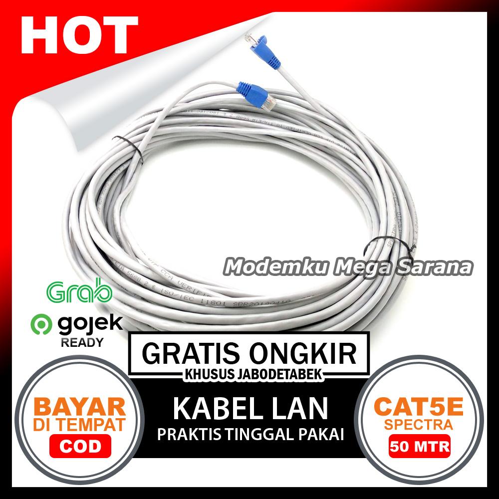 Kabel LAN 50 Meter UTP CAT5E Spectra & RJ45 Straight - Tinggal Pakai ...