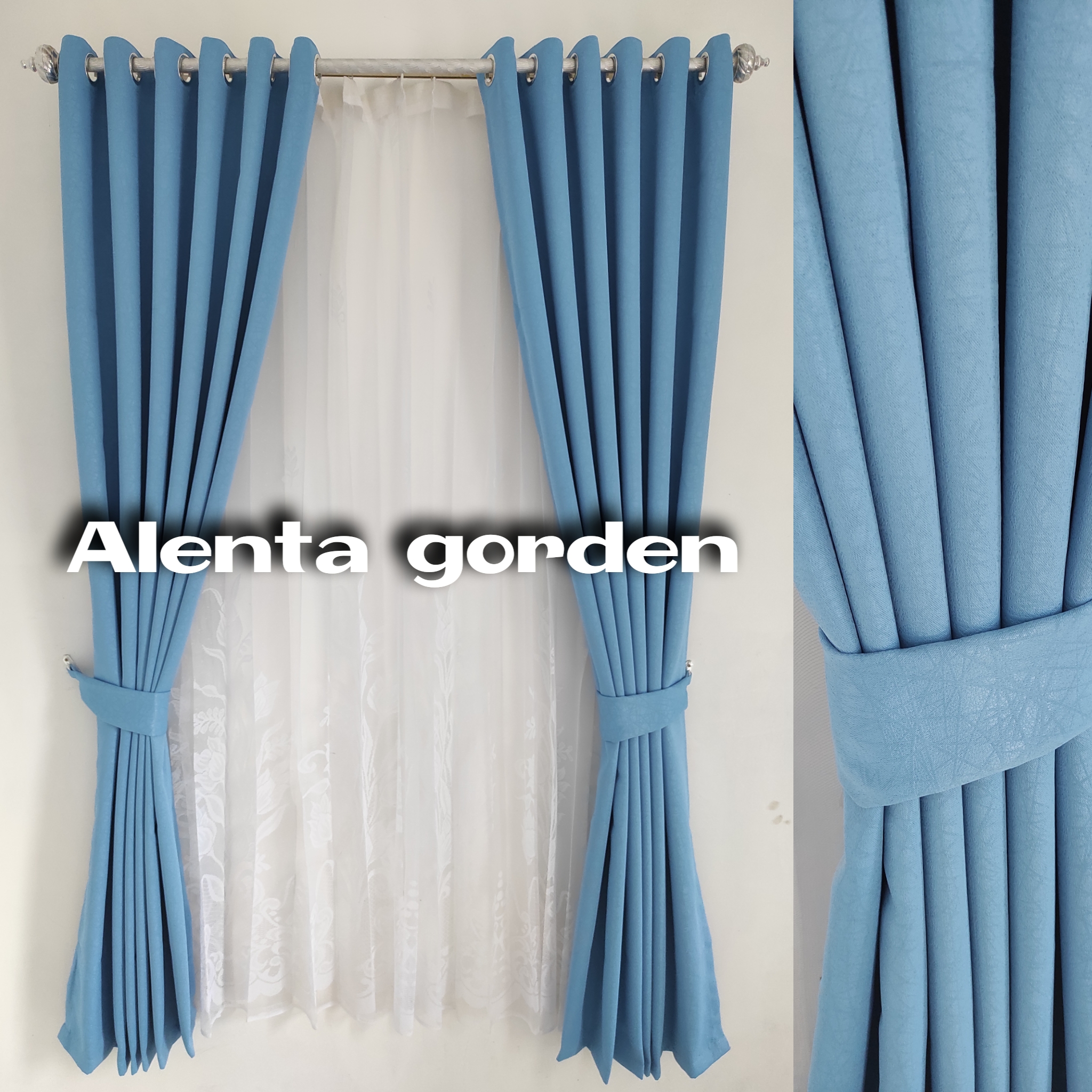 gorden hordeng gordyn tirai jendela minimalis warna biru | Lazada Indonesia