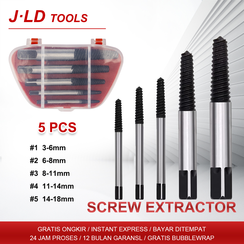 JLD Alat pembuka baut patah 6pcs/Screw extractor /alat pembuka baut ...