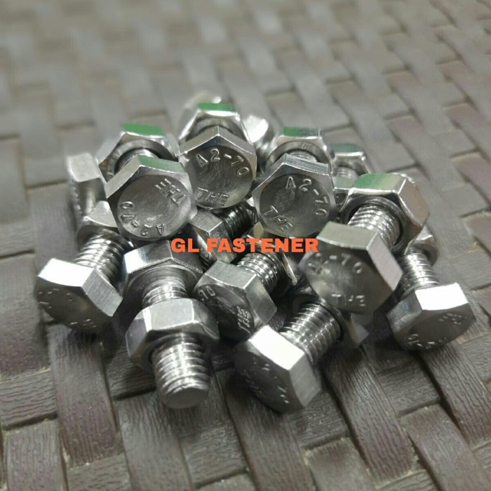 Baut Mur Hex Stainless Steel 304 M8 x 40 anti karat Kunci 13 SUS 304 ...