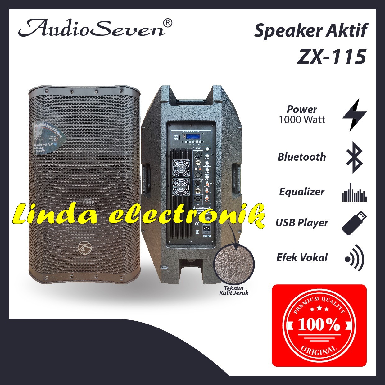 SPEAKER AKTIF AUDIO SEVEN ZX115 / ZX 115 15 INCH 1 BUAH 1000 WATT ...