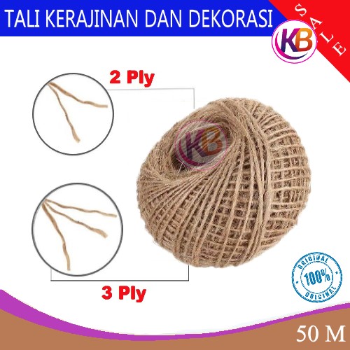 Tali Rami / Tali Goni / Ukuran 3ply dan 2ply Panjang 50m / Jute Ribbon ...