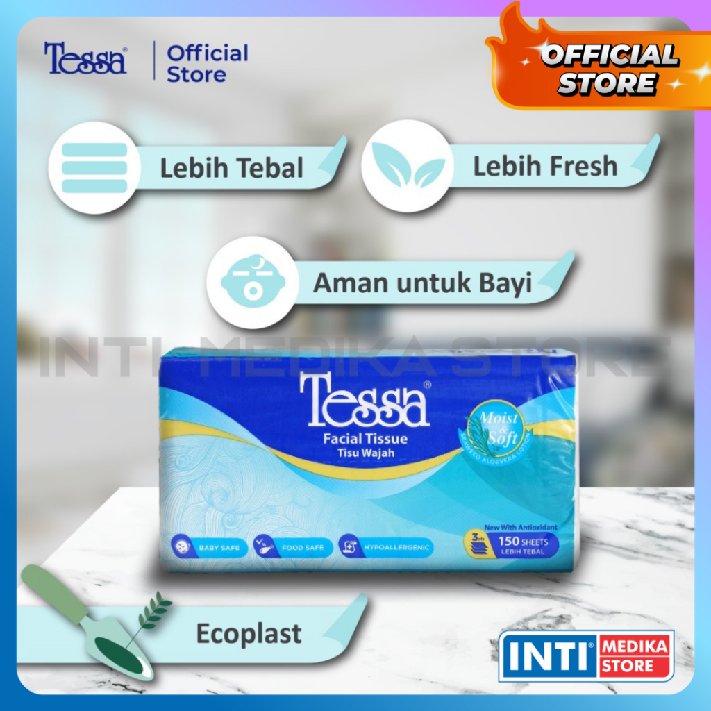 TESSA - Facial Tissue 3 Ply MOIST & SOFT Pack 150s | Tisu Wajah / Muka ...