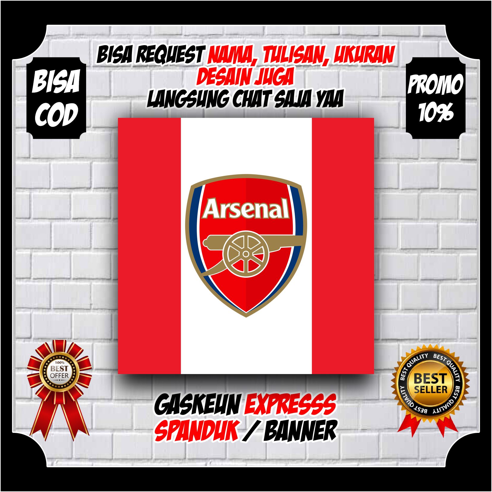 spanduk banner club bola arsenal terlaris desain keren custom ukuran ...