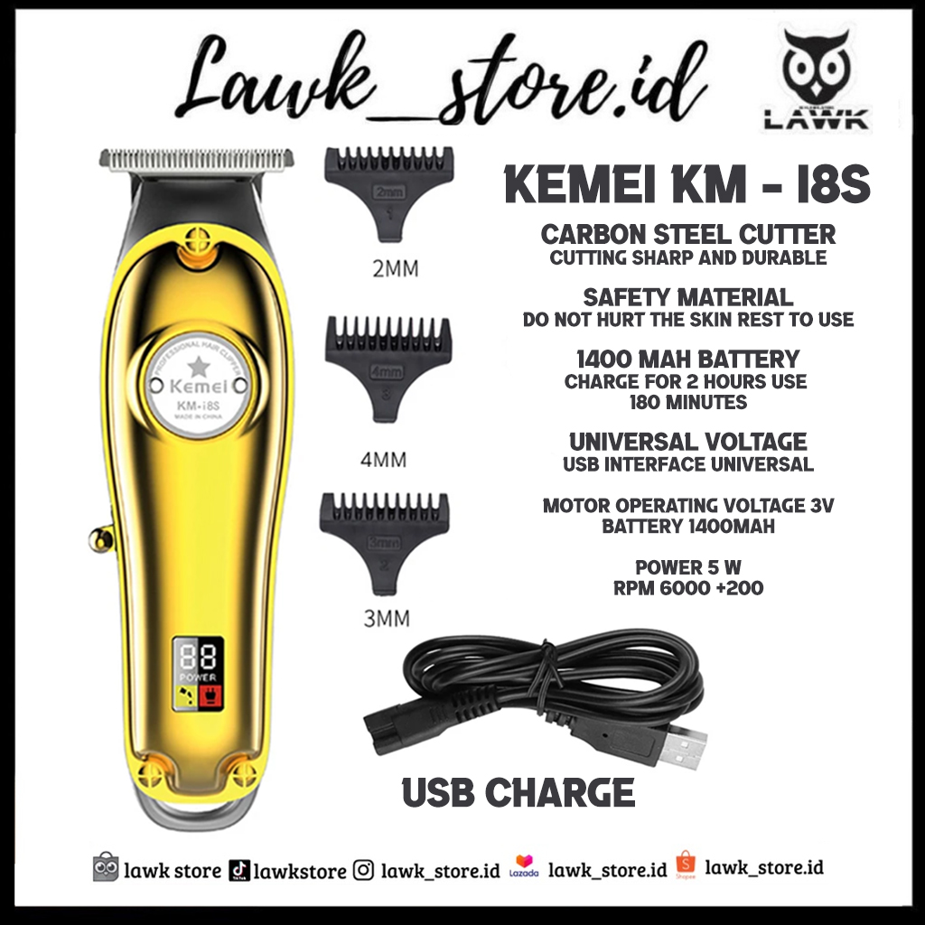 KEMEI KM I8S TRIMMER FULL METAL PROFESIONAL / MESIN CUKUR RAMBUT KEMEI ...