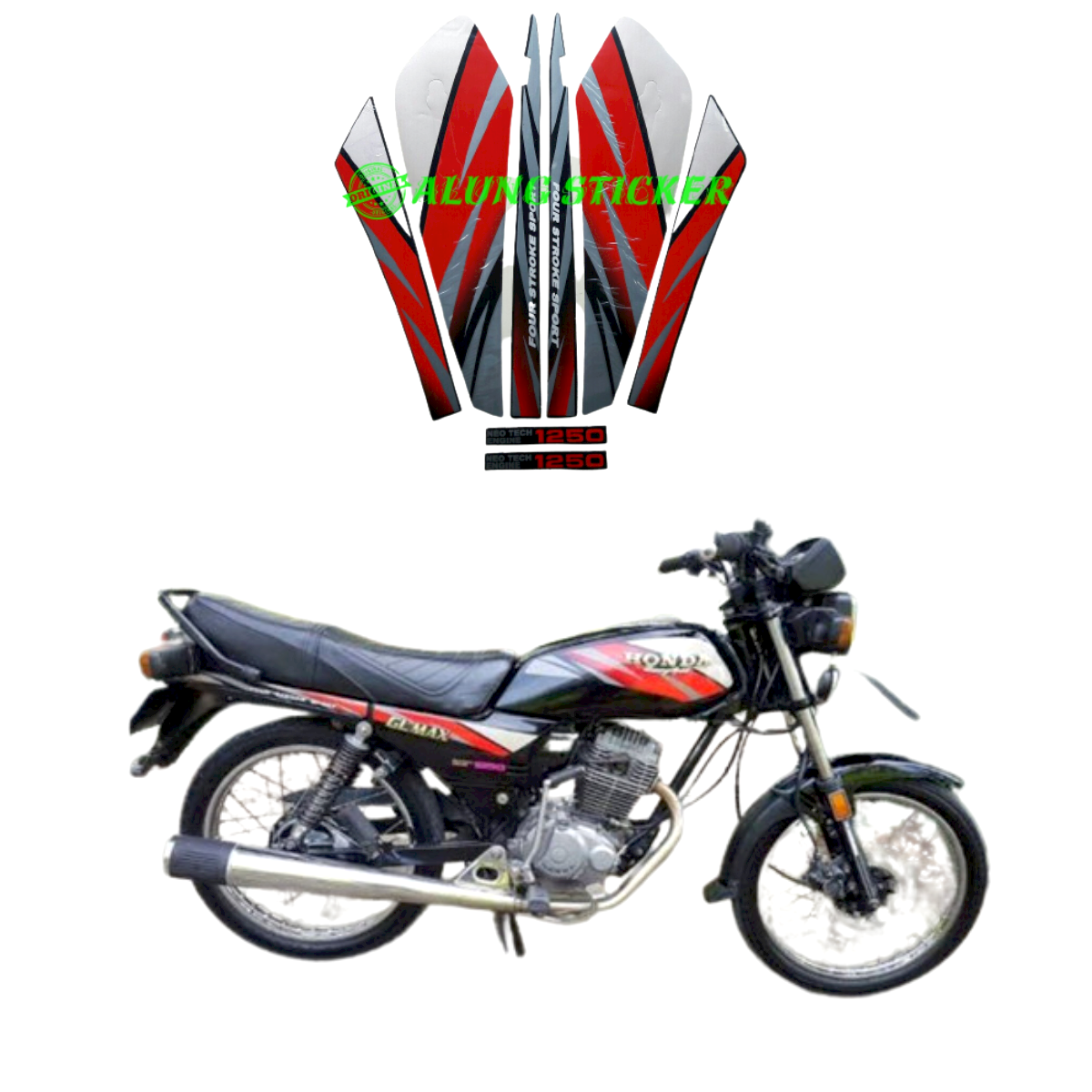 STIKER STRIPING LIS LES BODY MOTOR HONDA GL MAX TAHUN 1996 WARNA MERAH ...