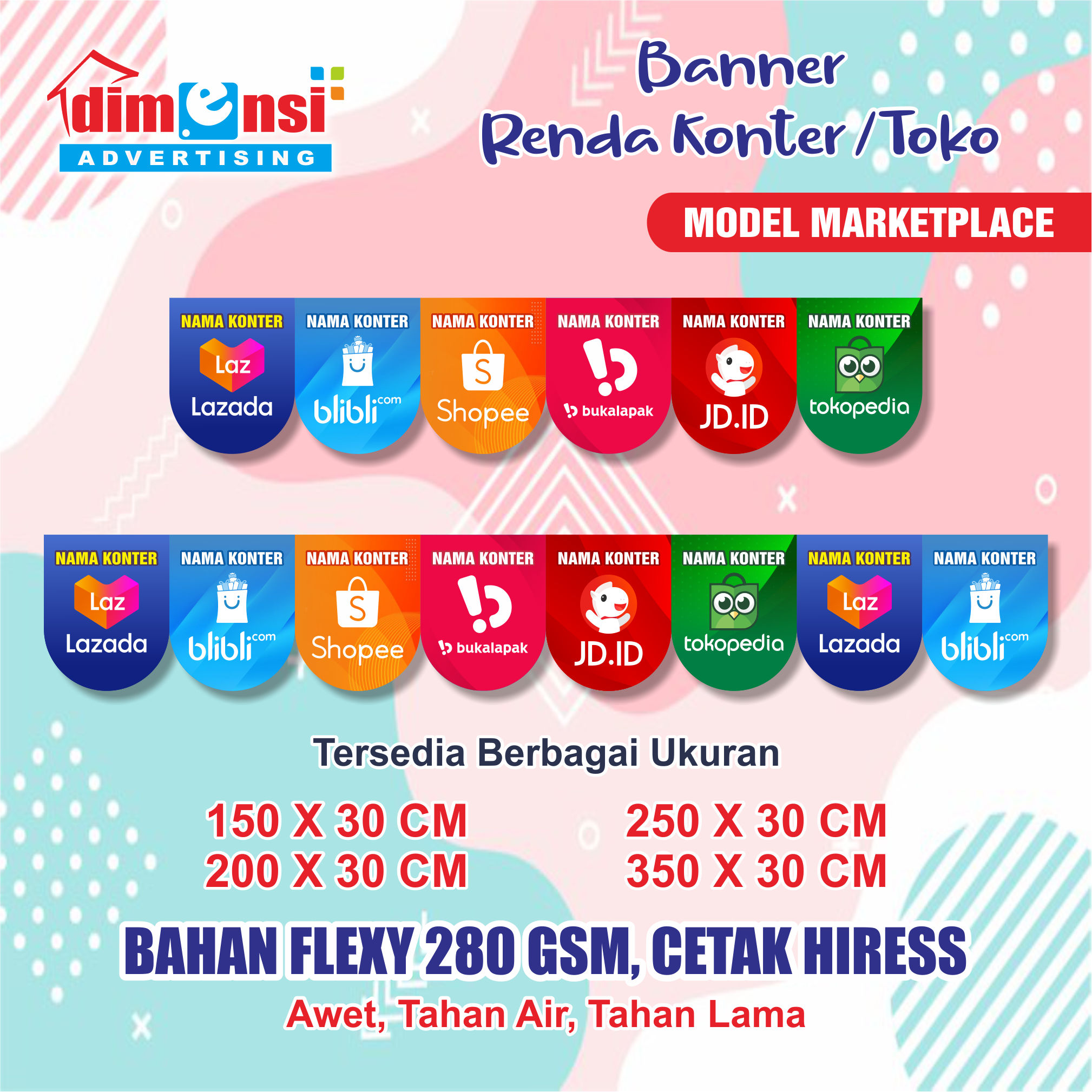 Banner Renda Konter Murah / Spanduk Renda Konter - DIMENSI ADV | Lazada ...
