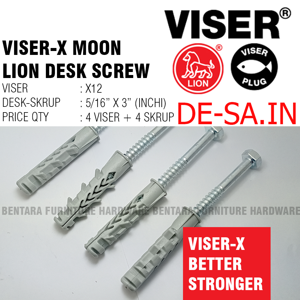 4 X Set Paket Viser X-12 + Skrup Moonlion Desk Screw 5/16" x 3" - Paket ...