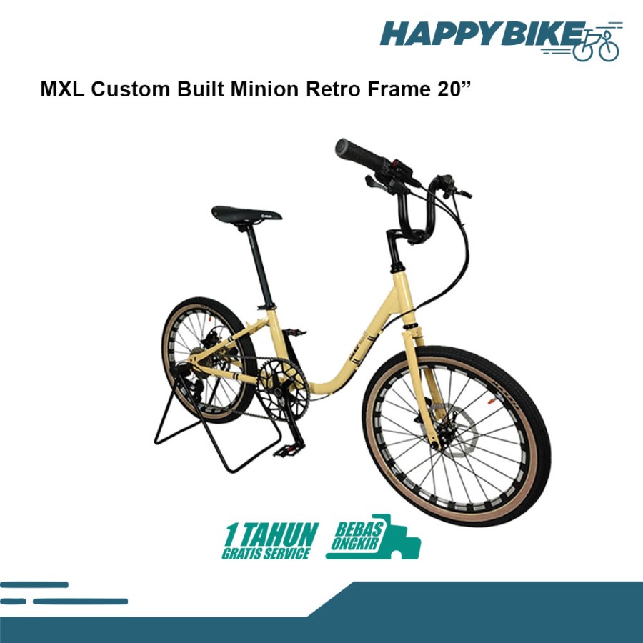 MXL Sepeda Lipat Minion Retro 20" 9 Speed Cream Alloy Folding Bike ...