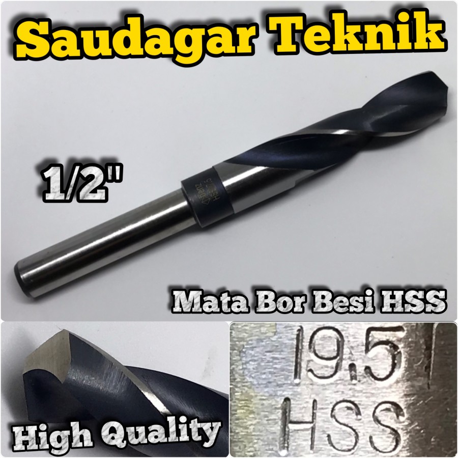 Mata Bor Besi 19.5mm Bisa Bor Tangan Reduced Shank 19,5 mm 1/2 ...