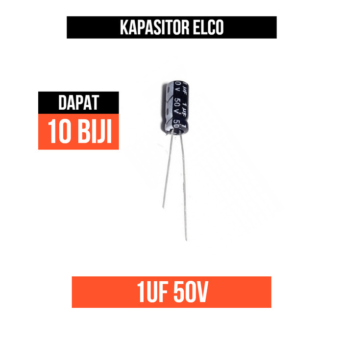 Kapasitor Elco Capacitor 1uf 1u f 1 uf 50V 50 V Volt Elektrolit 10 pcs ...