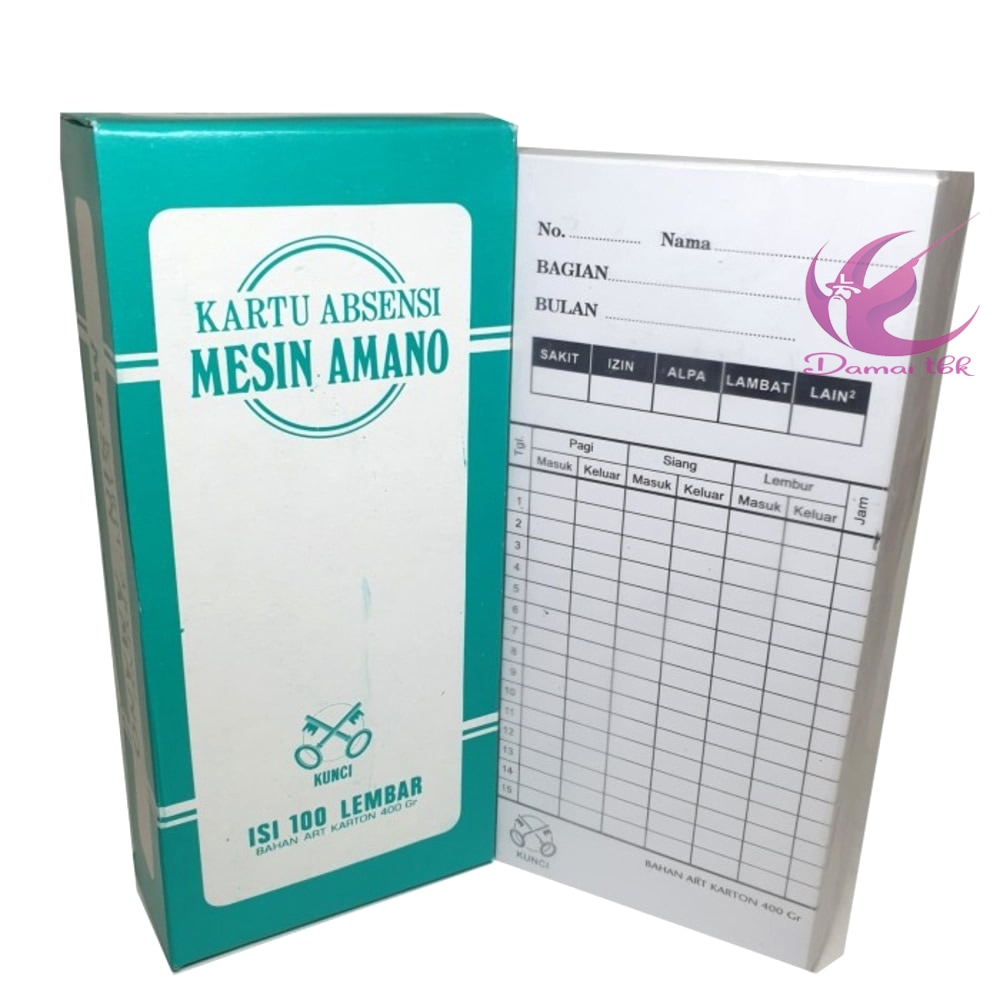 100 LembarKartu/Kertas Absen/Absensi Dua Kunci Mesin Amano 400 gram ...