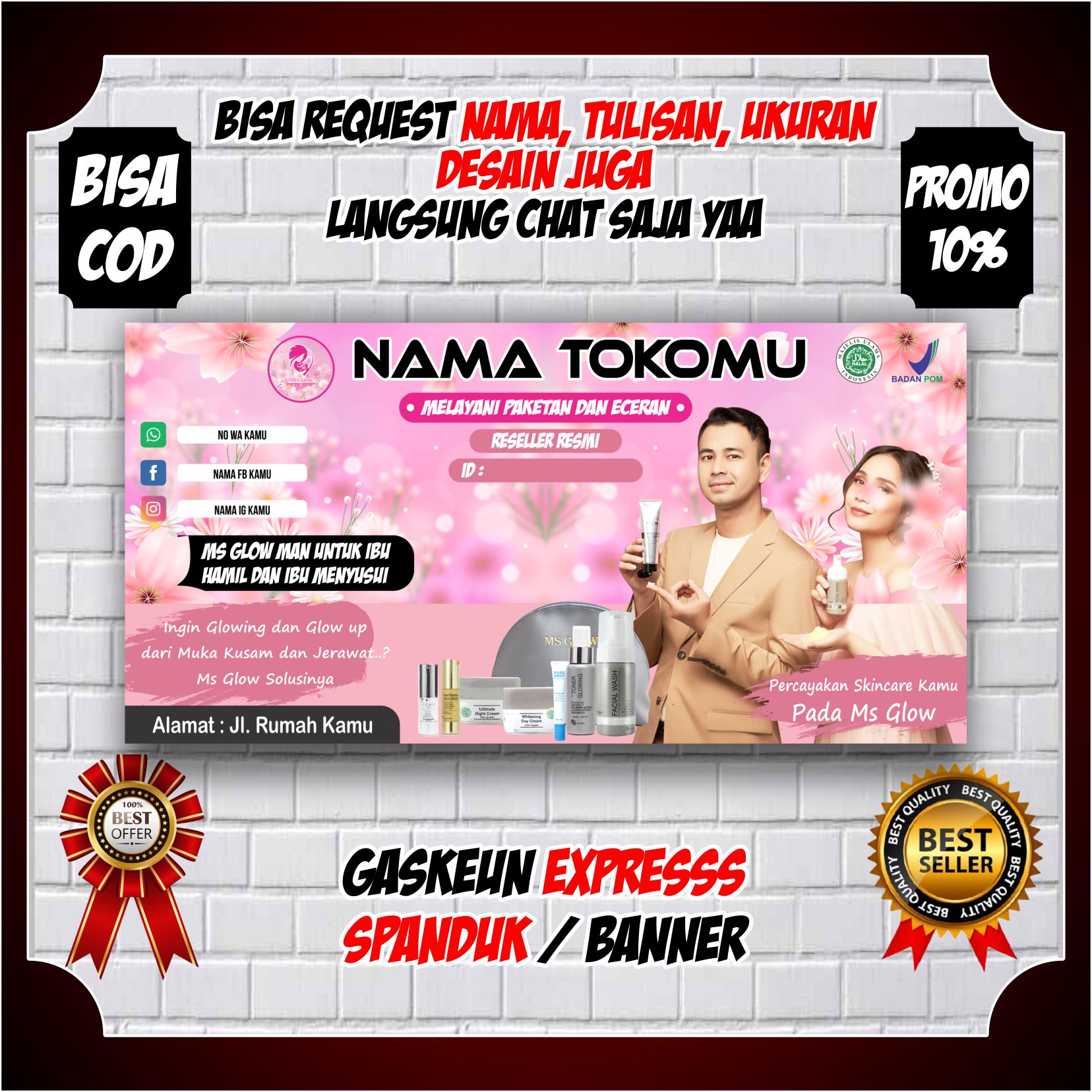 Spanduk Banner Ms Glow Kecantikan / Banner Toko Kecantikan Ms Glow ...