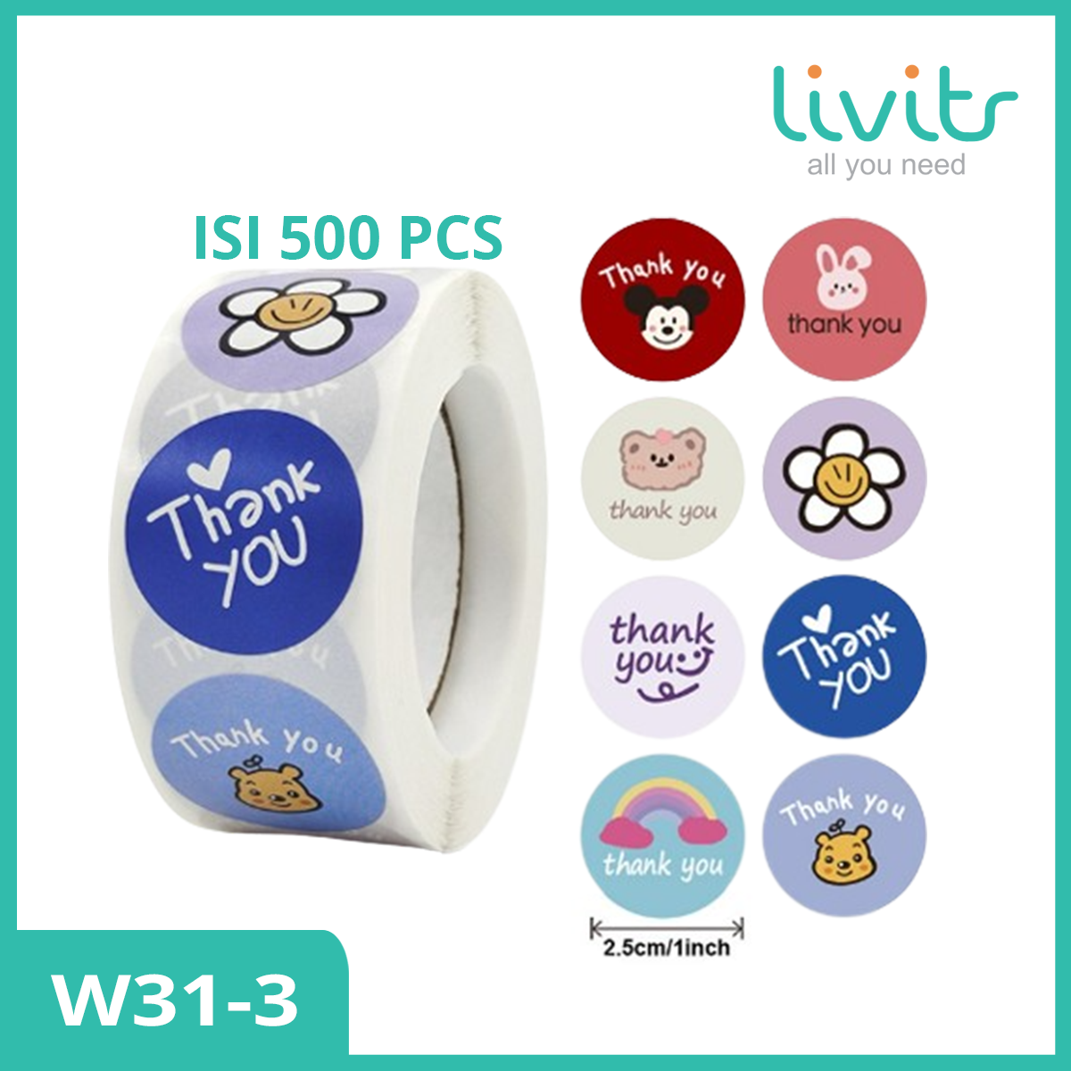 Stiker Ucapan Terima Kasih 500 pcs/Sticker Thank You Warna Self ...