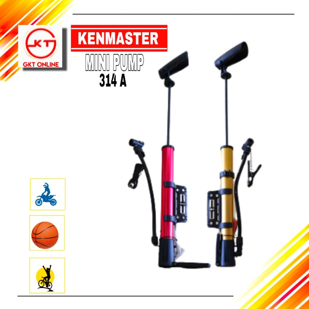 Pompa Sepeda Kenmaster Kuning Metalic / Mini Pump Kenmaster / Pompa ...