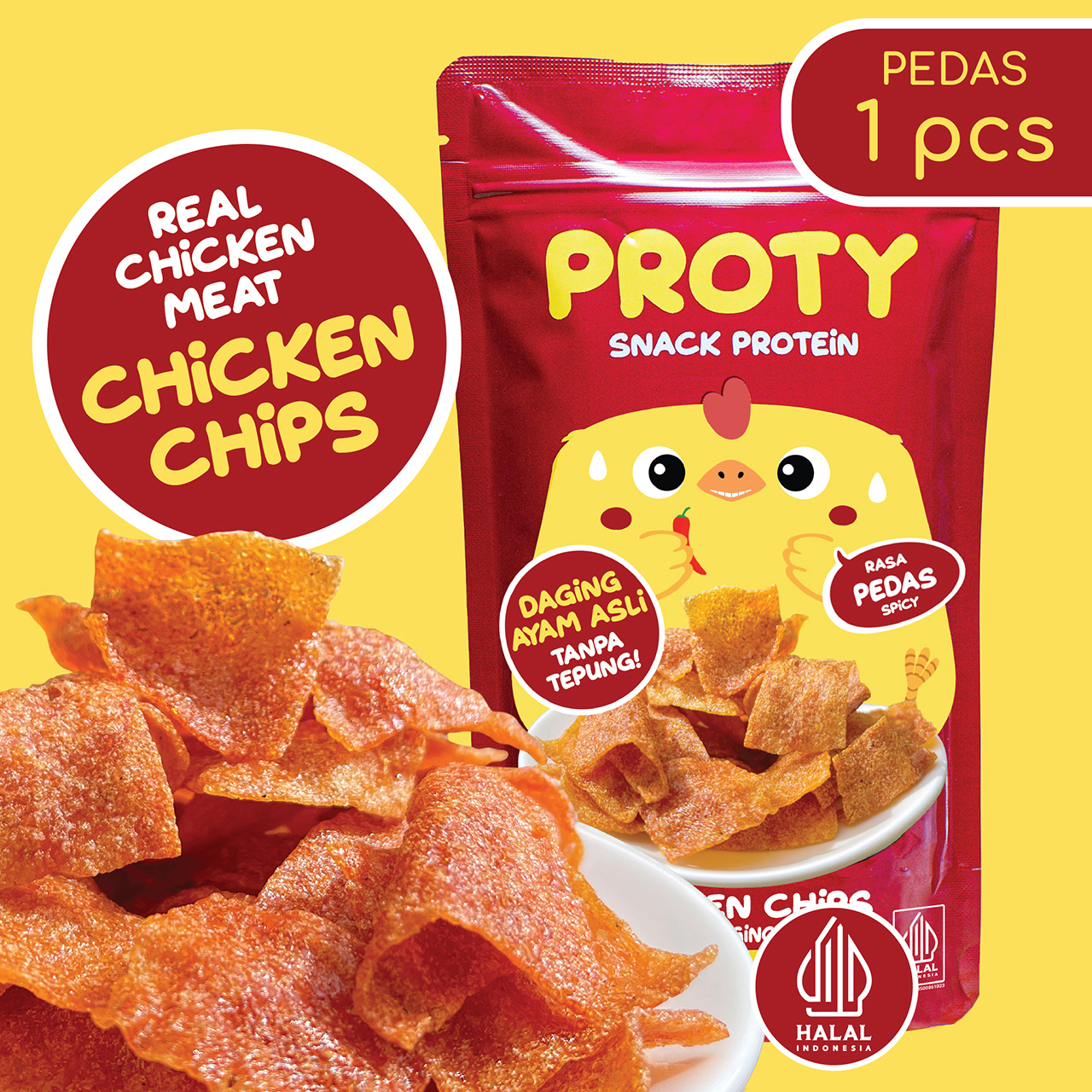 PROTY Chicken Chips 18g - Keripik Daging Ayam Krispi - Snack Cemilan ...