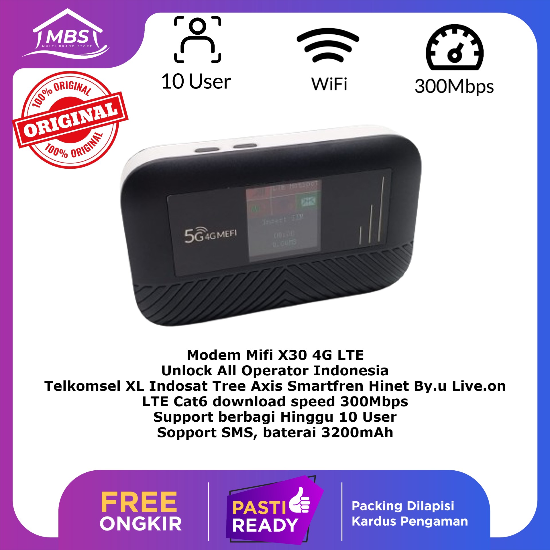 X30 Modem Wifi Mifi 4G LTE 5G 3200Mah unlock all operator 300Mbps ...
