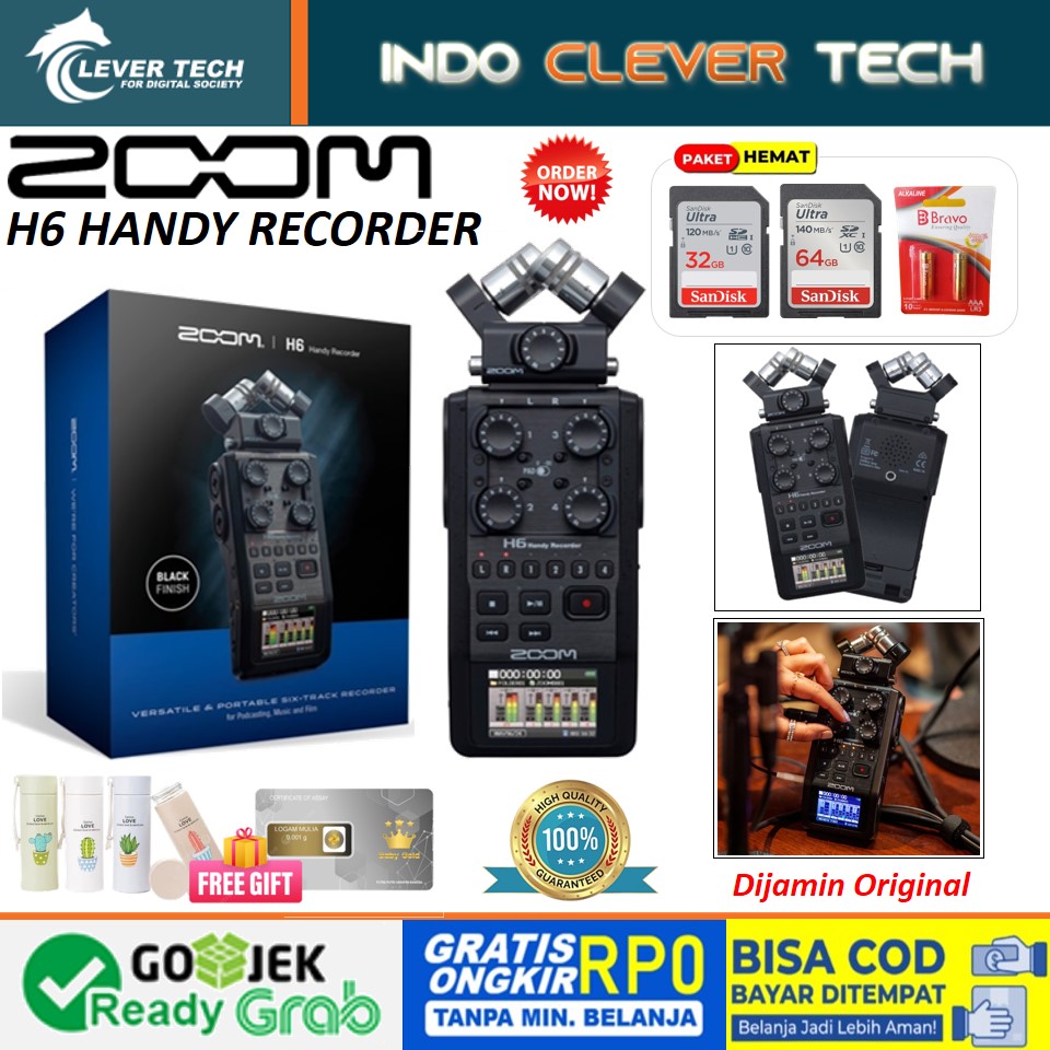 Zoom H6 Handy Recorder All Black 6-Track Portable Original | Lazada ...