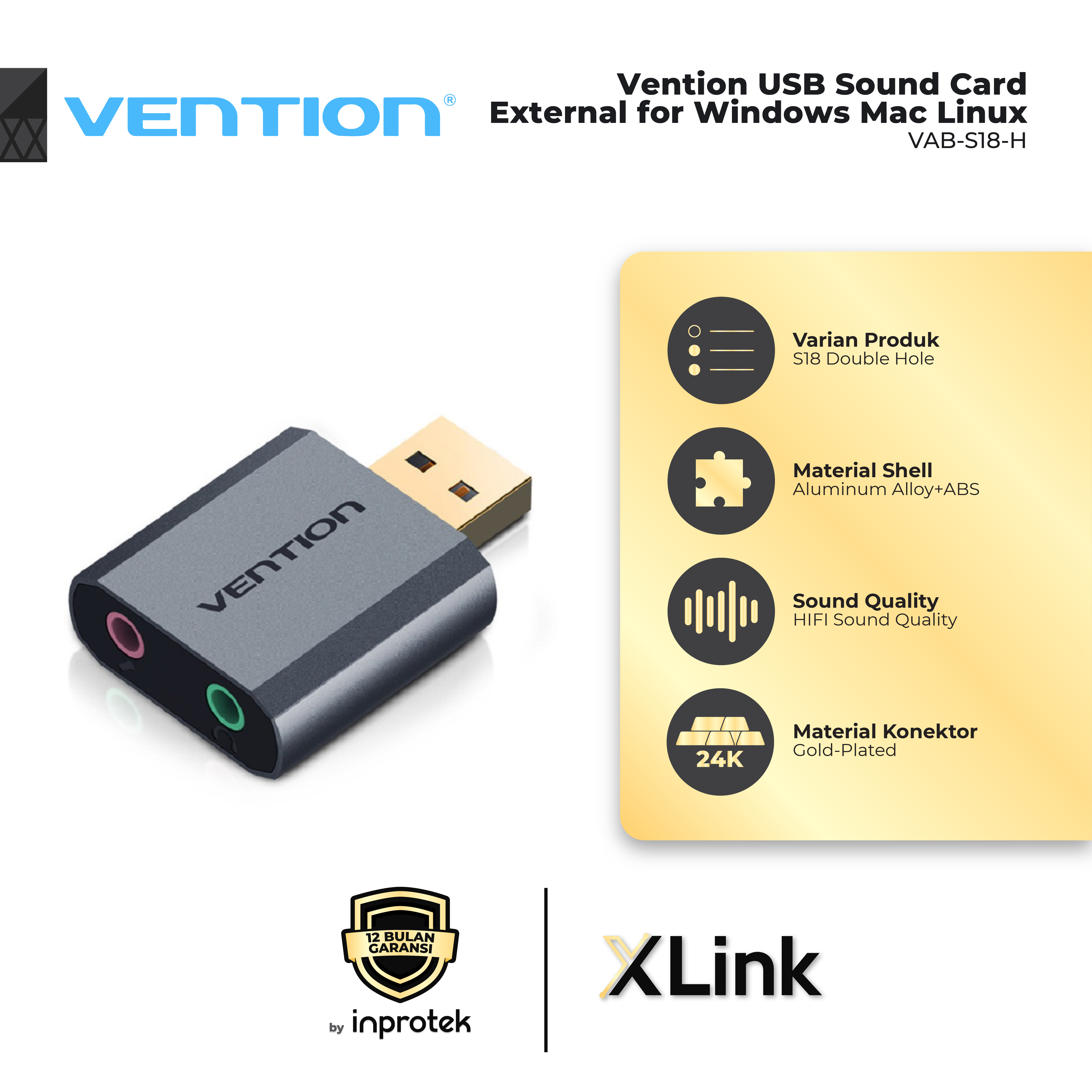 Vention USB Sound Card External for Windows Mac Linux | Lazada Indonesia