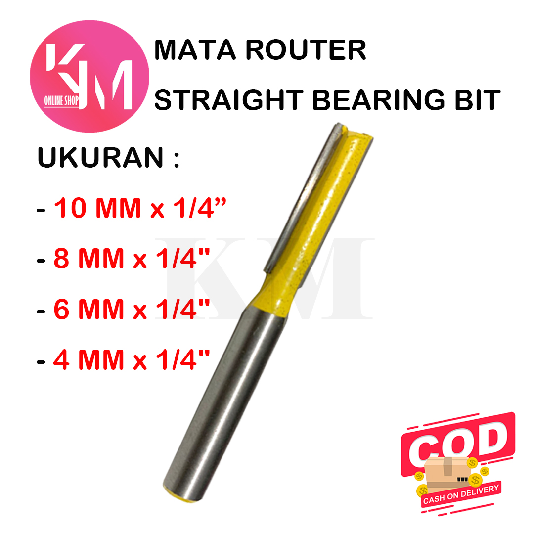 Mata Router Lurus Straight Bit 3mm, 4mm, 5mm ,6mm, 8mm, 10mm, 12mm ...