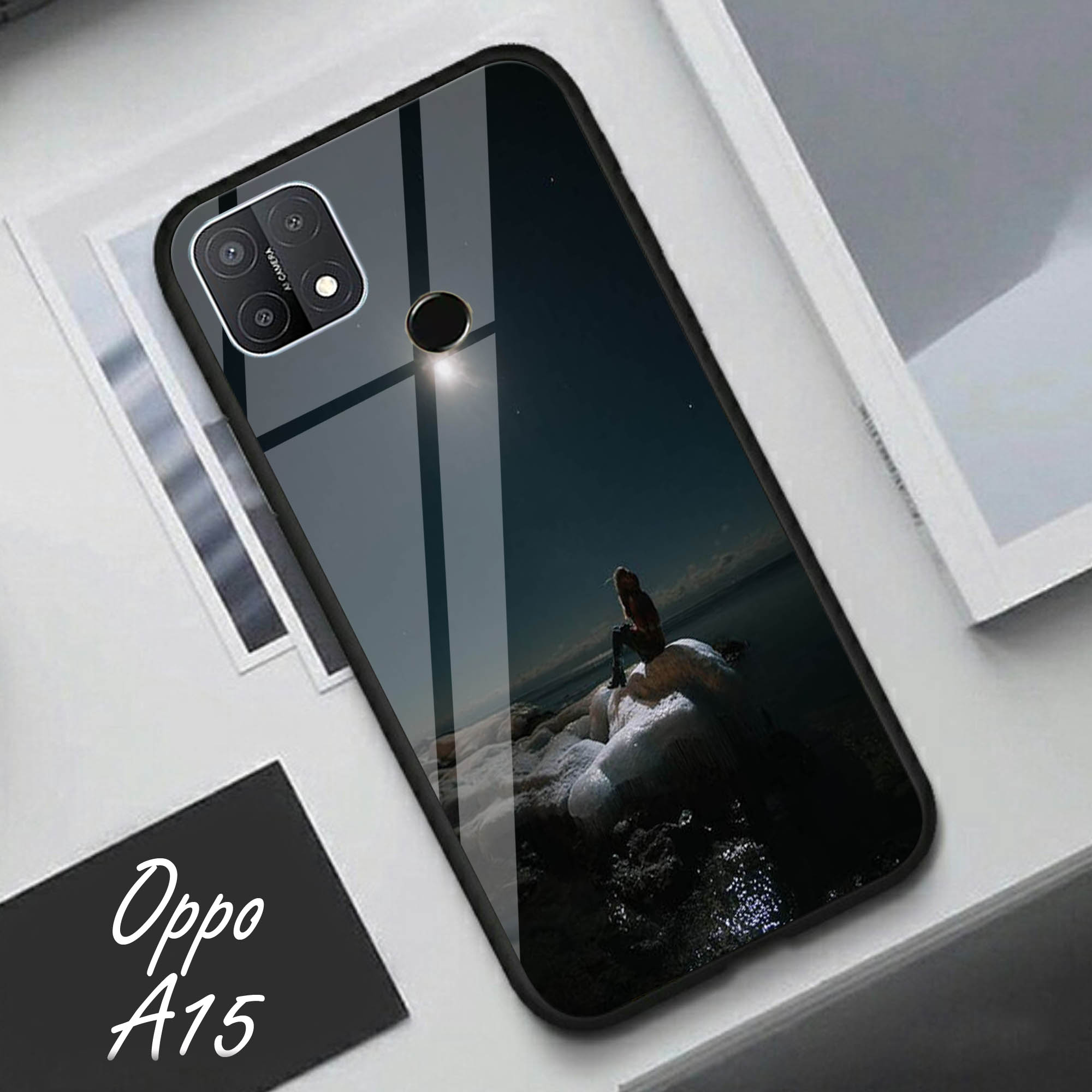 Softcase Glass Kaca OPPO A15 - Casing Hp OPPO A15 - J98 - Pelindung hp ...